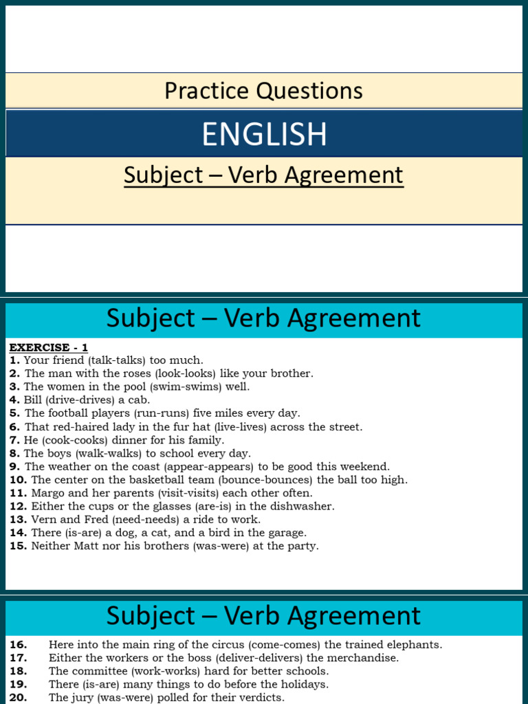 Concept Class 6 - Subject - Verb Agreement Practice Questions Lyst8122 ...