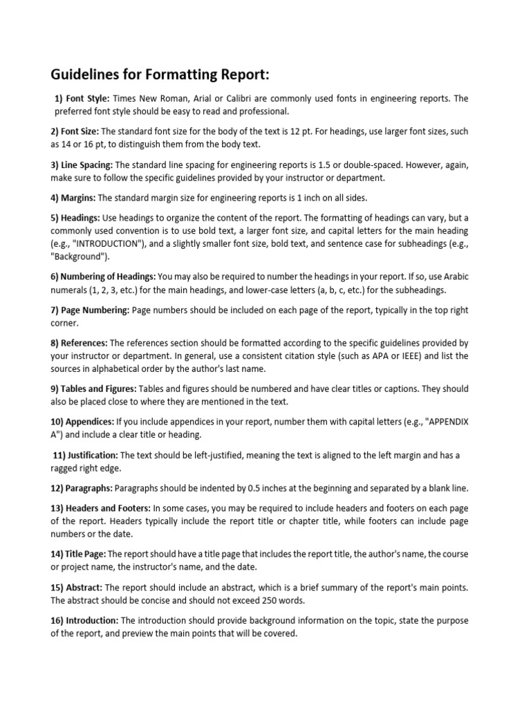 Guidelines For Formatting Internship Report | PDF | Typefaces | Letter Case
