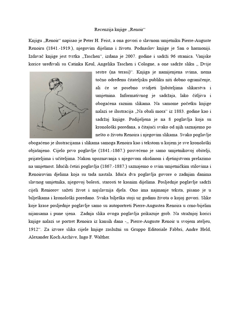 Recenzija Knjige Renoir, Marta Šimunac | PDF