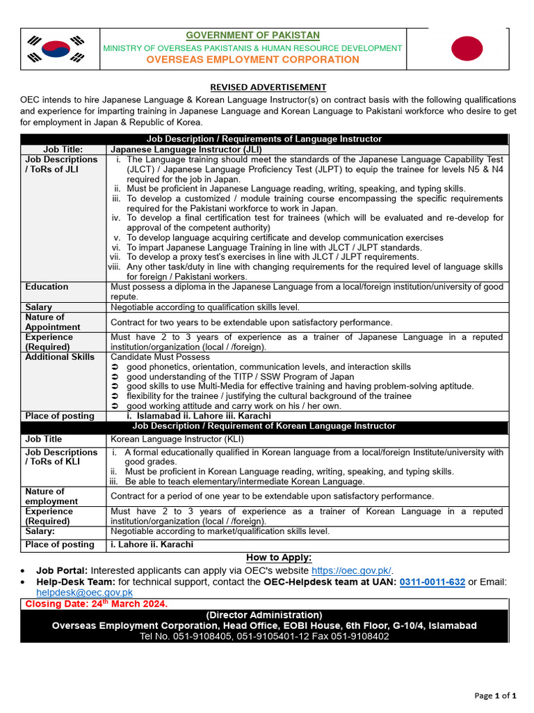 Japanese & Korean Instructors - OEC - pdf-1710156560221 | PDF