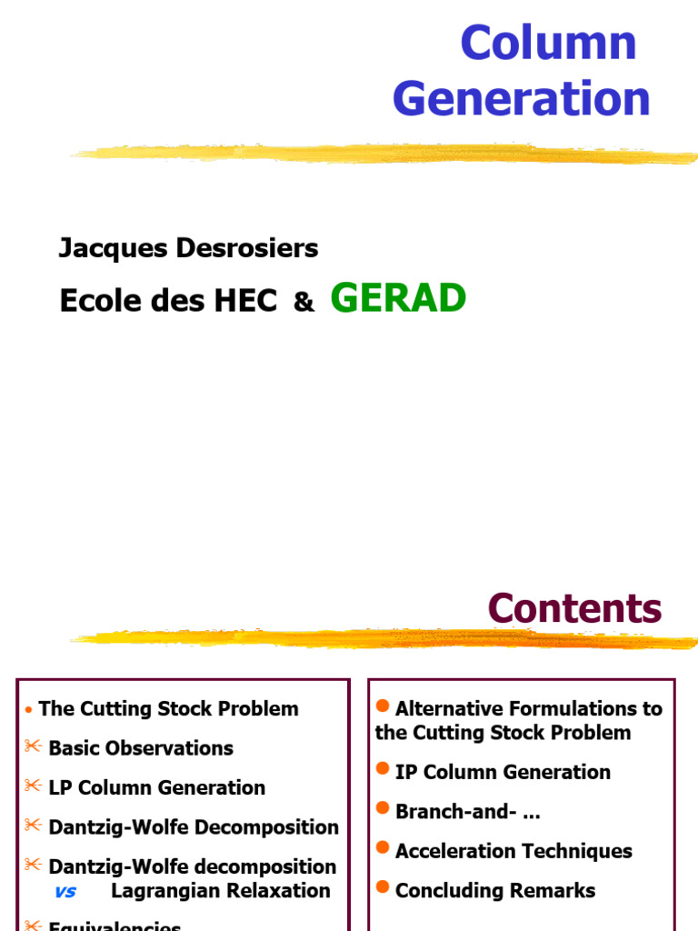 Column Generation | PDF | Linear Programming | Computational Science