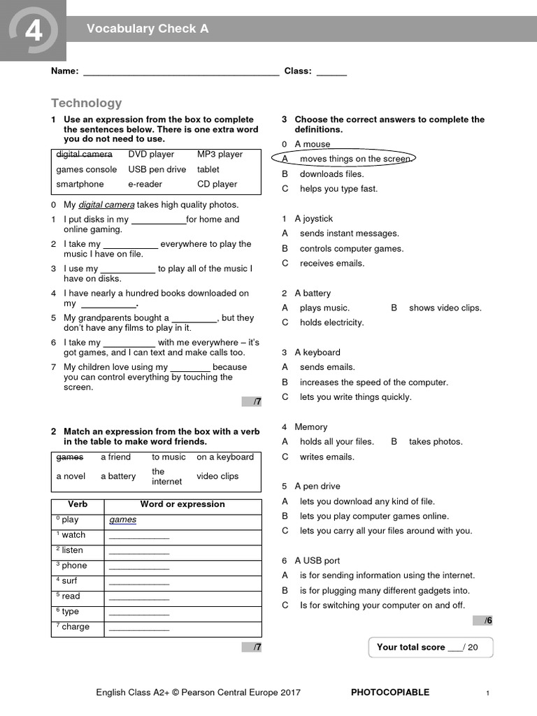 ECA2+ - Tests - Vocabulary Check 4A | Download Free PDF | Usb Flash ...