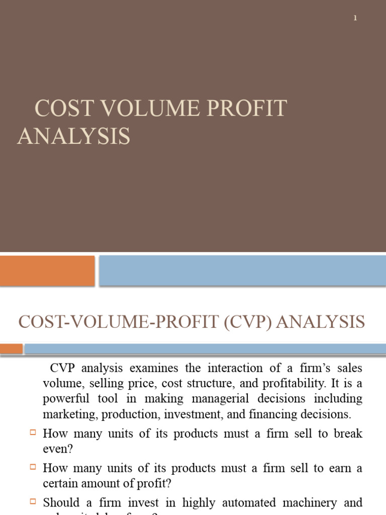 CVP Analysis | PDF | Financial Accounting | Economics