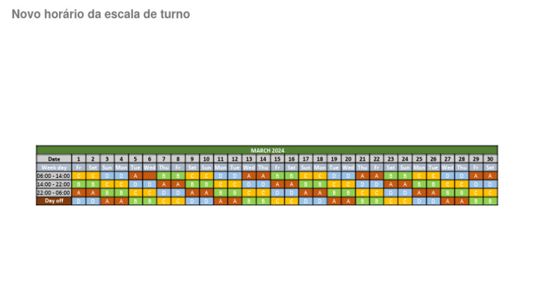 Novo Horário de Escala de Turno | PDF