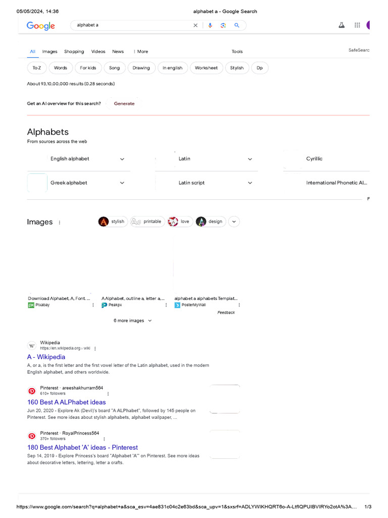 Alphabet A: Search Results Overview | PDF | Alphabet | Greek Alphabet