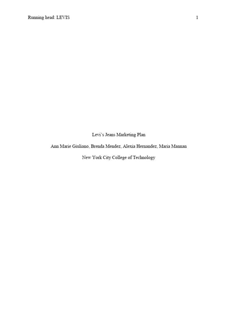 Levi's Jeans Marketing Plan | PDF | Jeans | Brand