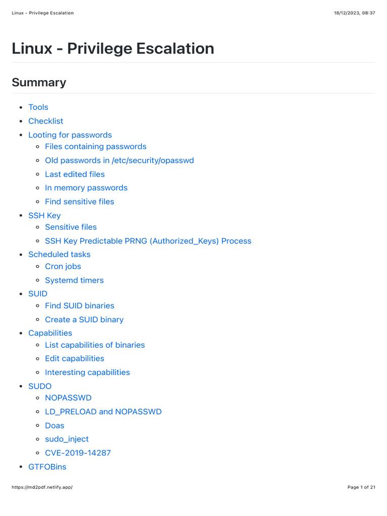 Linux Privilege Escalation Guide | PDF | Sudo | Superuser