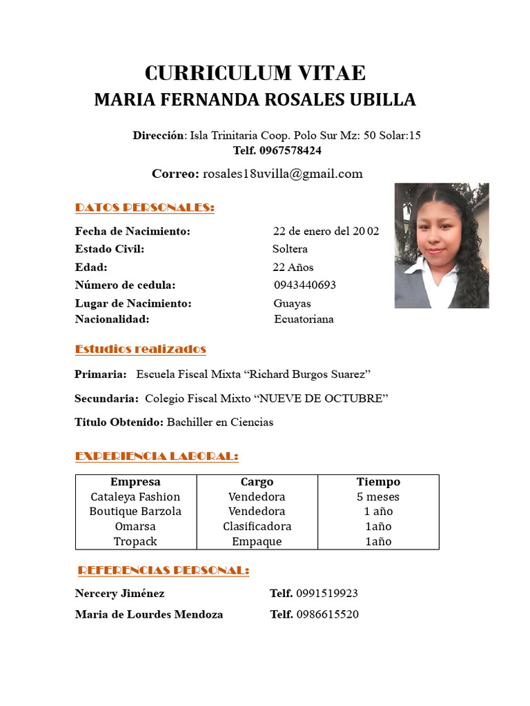 MARIA FERNANDA ROSALES-curriculum | PDF
