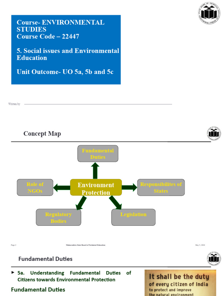Course-Environmental Studies Course Code - 22447 5. Social Issues and Environmental Education ...