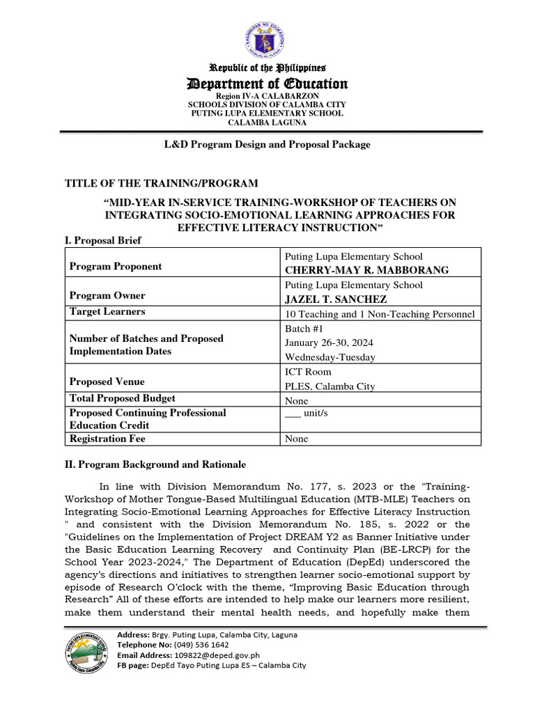 Sample 2024-INSET-TRAINING-MATRIX | Download Free PDF | Learning ...