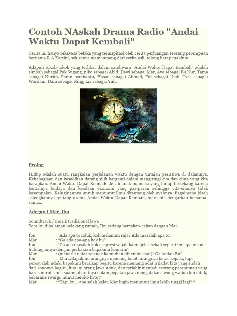 Contoh NAskah Drama Radio 1 | PDF