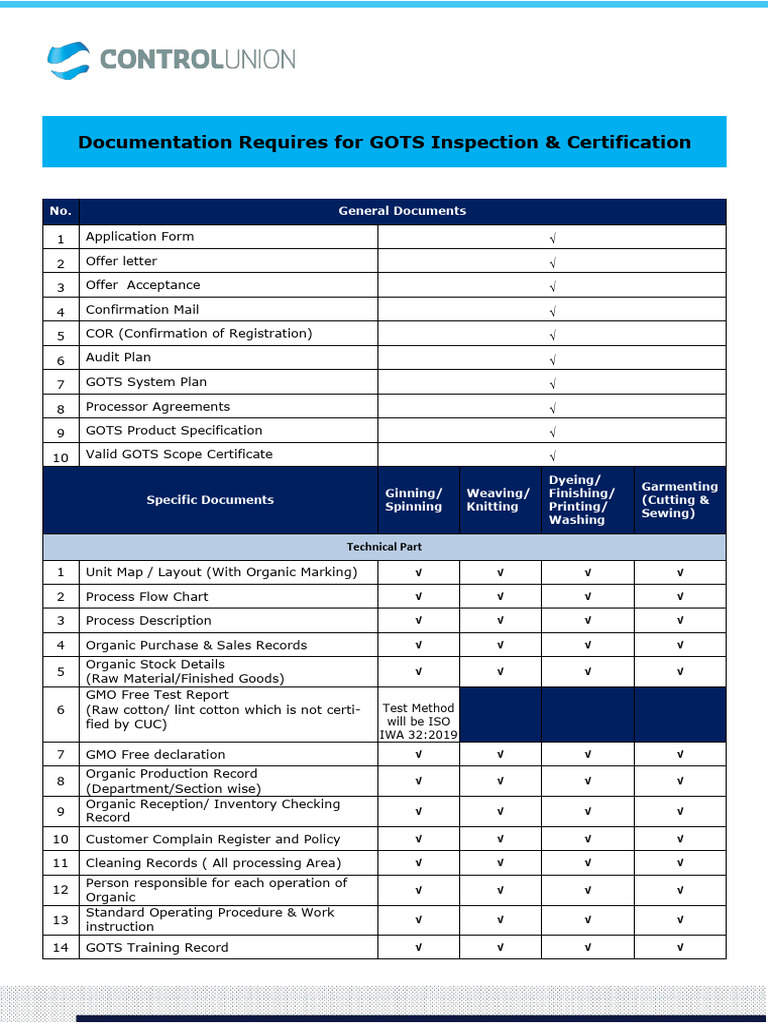 GOTS Check List Version 6.0 | PDF | Occupational Safety And Health ...
