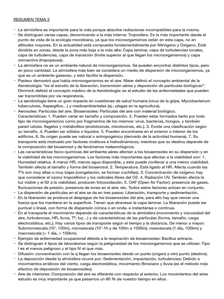 resumen tema 3 micro ambiental | Descargar gratis PDF | Microorganismo | Entorno natural