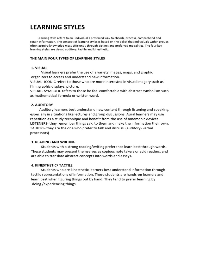 LEARNING STYLES and MULTIPLE INTELLIGENCES. | PDF | Intelligence ...