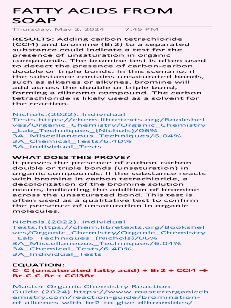 FATTY ACIDS FROM SOAP | PDF