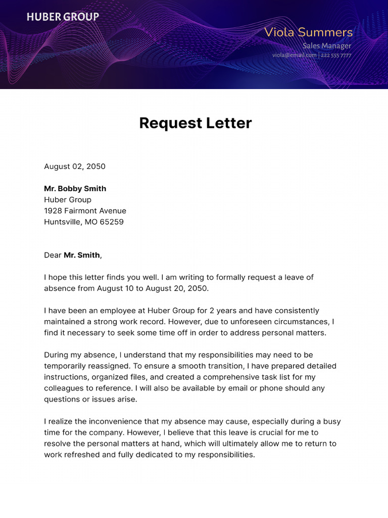 Request Letter Template - Edit Online & Download Example | PDF