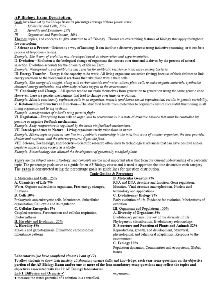 AP Biology Exam | PDF | Dominance (Genetics) | Biology