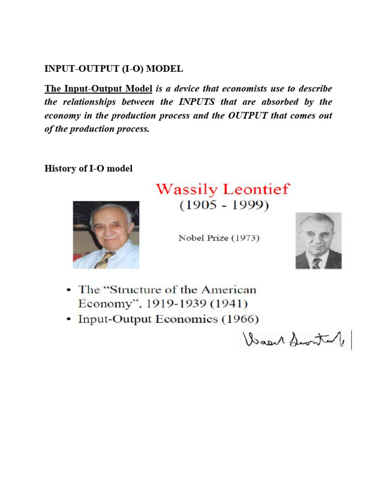 I-O Model | PDF | Input–Output Model | Economies