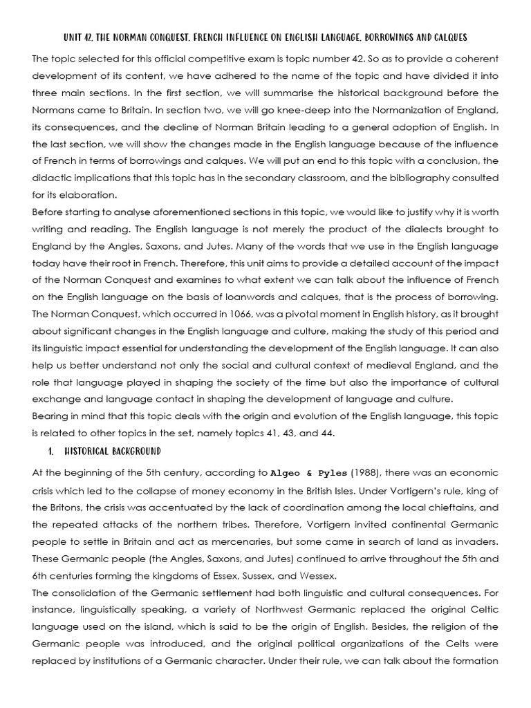 Impact of the Norman Conquest on English | PDF | English Language | Wessex