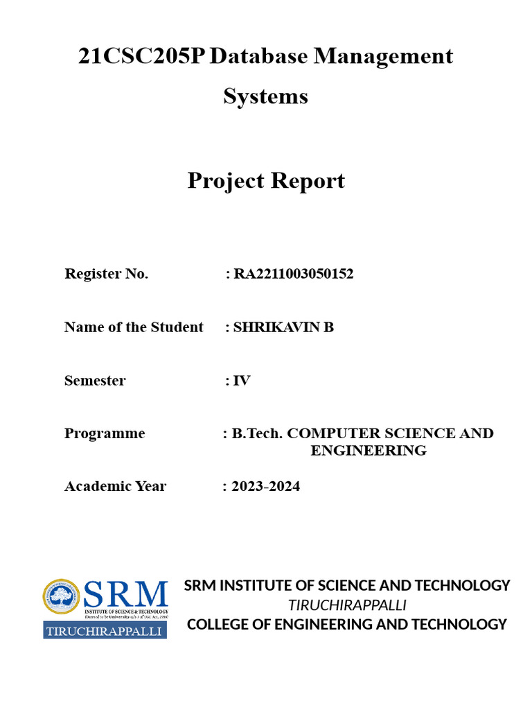 DBMS Report Final | Download Free PDF | Database Transaction | Engineering