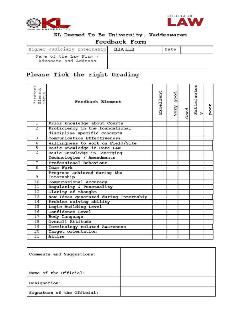 Intern Guide Feedback Form | PDF
