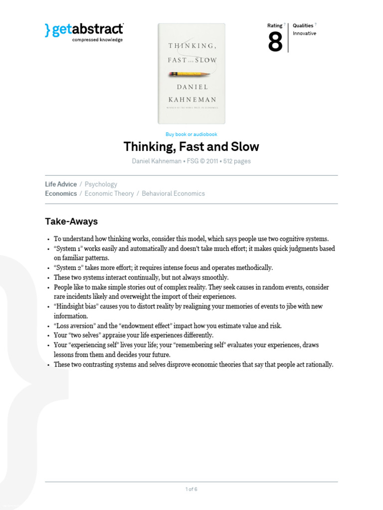thinking-fast-and-slow-kahneman-en-15856 | PDF | Experience | Risk