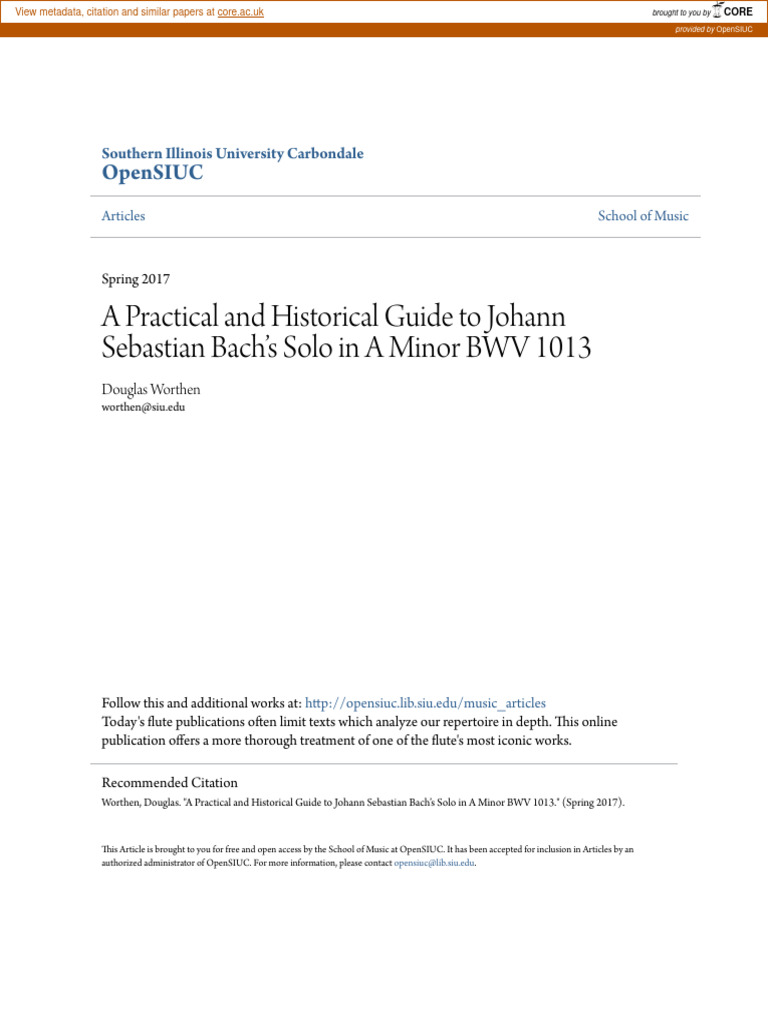A Practical and Historical Guide To Johann Sebastian Bach's Solo in A ...