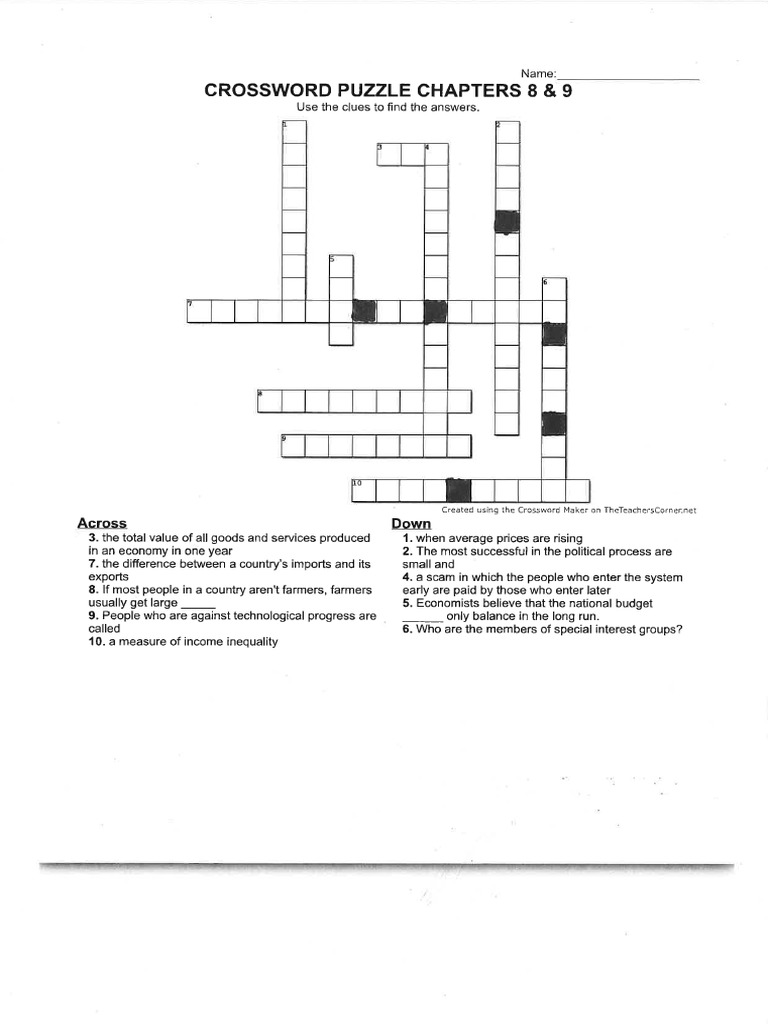 NE CROSSWORD CH 8 9 | PDF