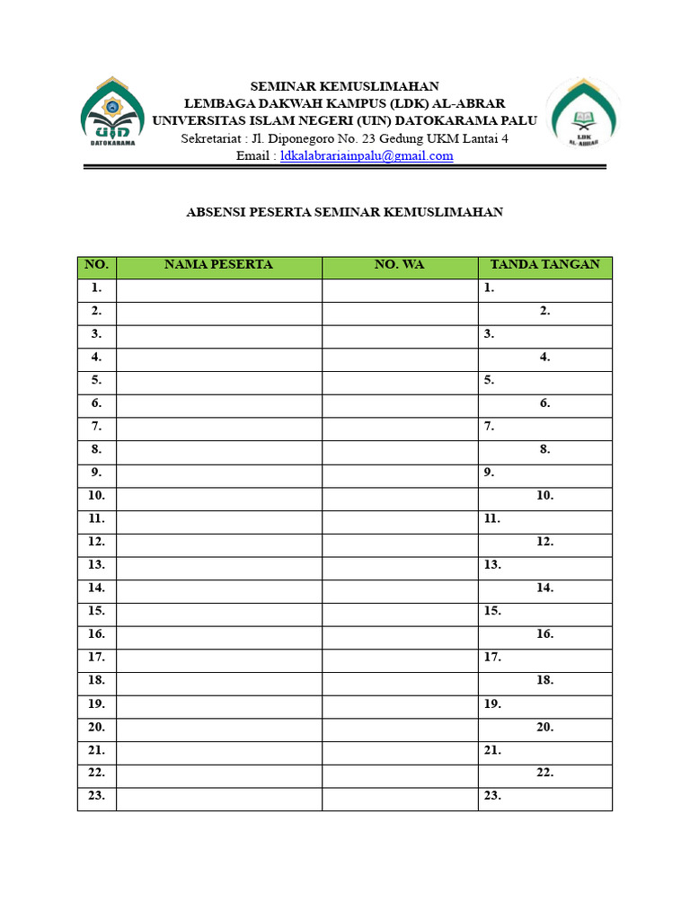 Absensi Peserta Seminar | PDF
