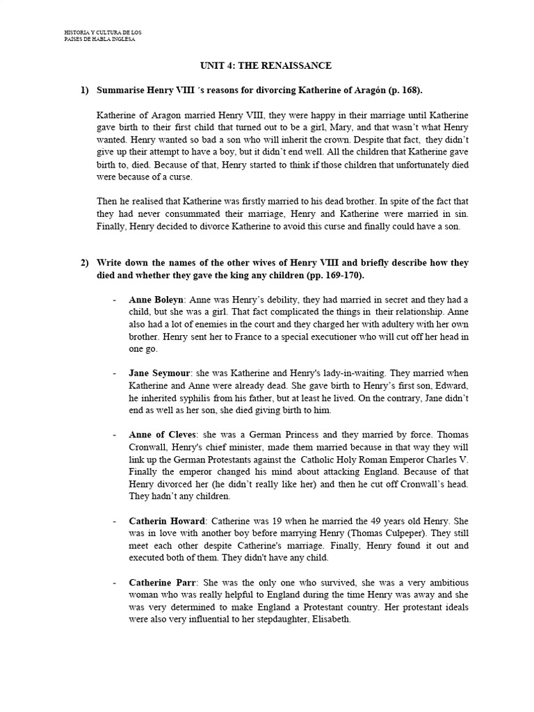 Unit 4 - The Renaissance | PDF | House Of Tudor | Mary, Queen Of Scots