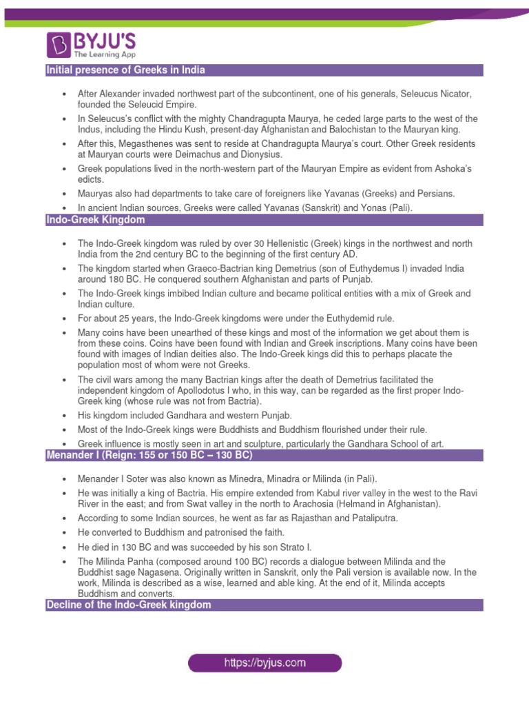 NCERT-Notes-The-Indo-Greek-Rule | PDF | Ancient India | Ancient Asia