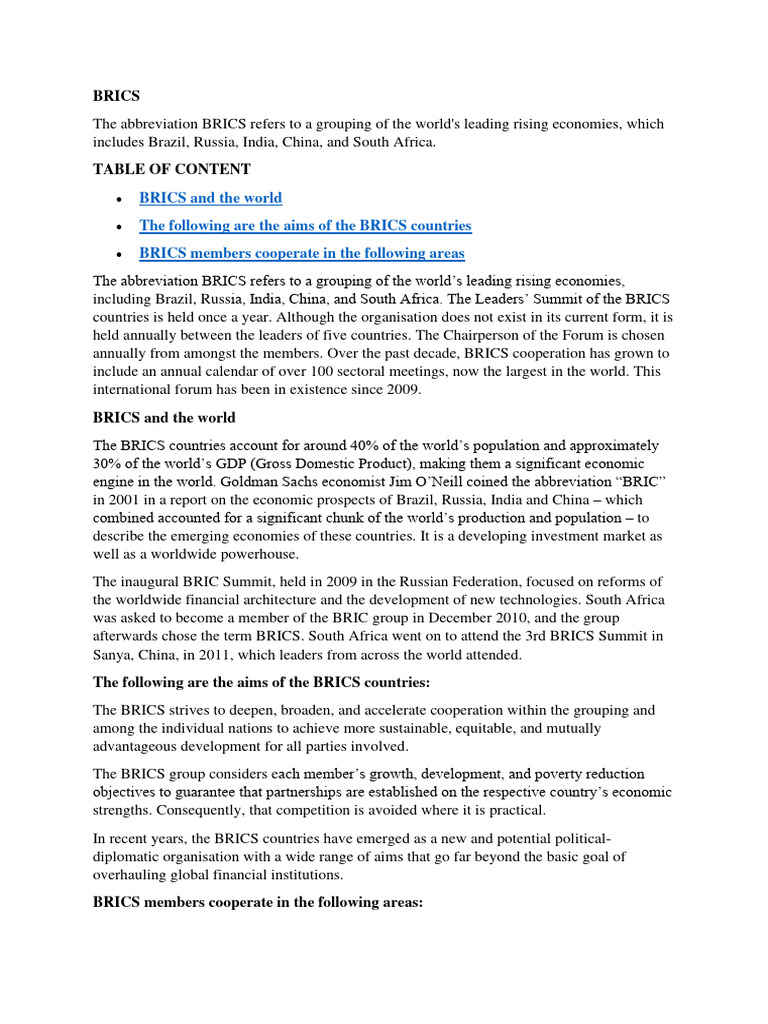 BRICS | PDF | Bric | Global Politics