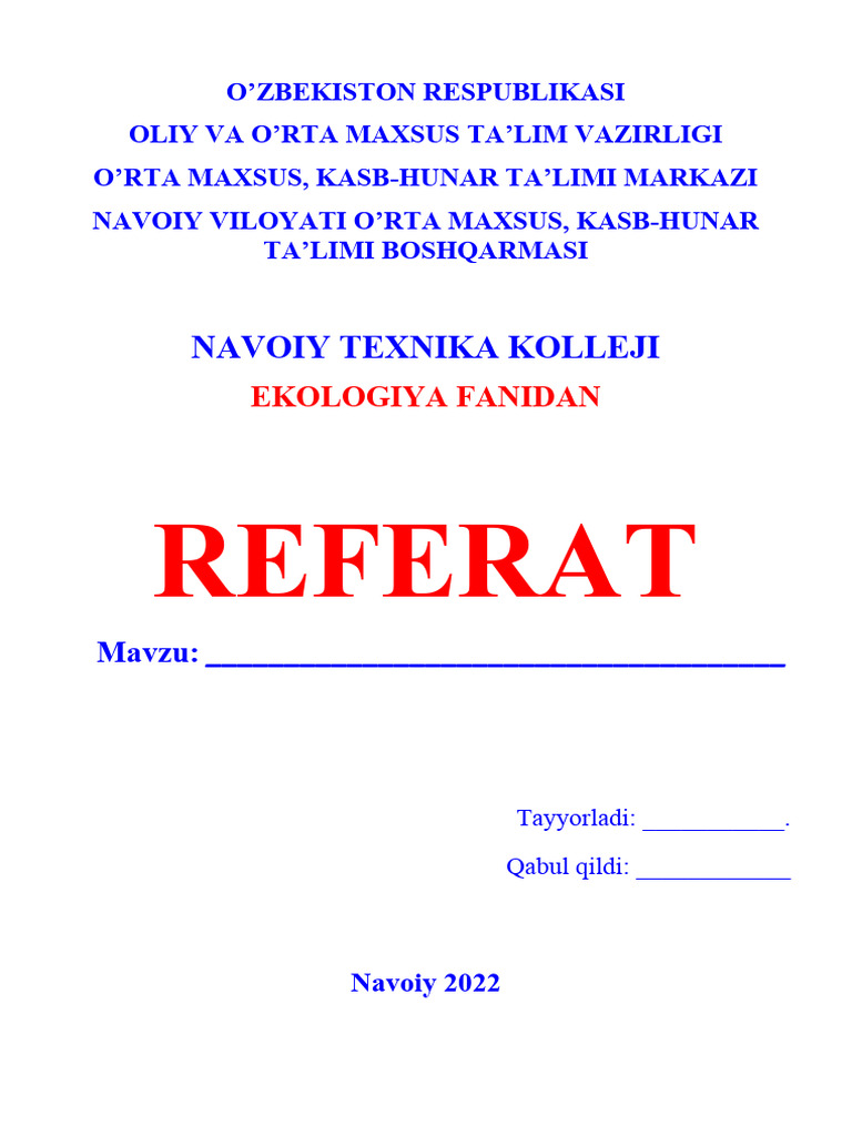 Referat Yuzi Blankasi | PDF