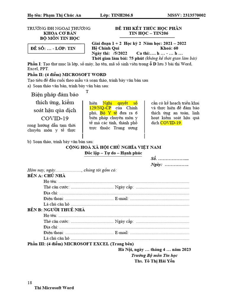 practice materials for tin học | PDF