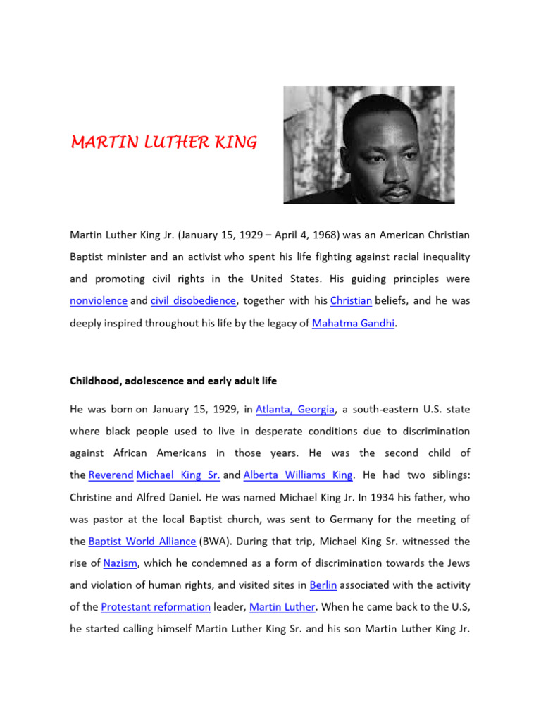 Martin Luther King | PDF | Martin Luther King Jr. | Politics Of The ...