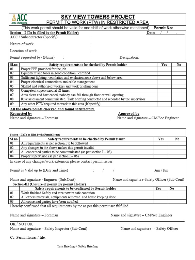 PTW - Restricted Area | PDF | Safety