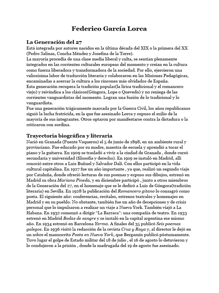 Federico García Lorca | PDF | Federico García Lorca | Literatura española