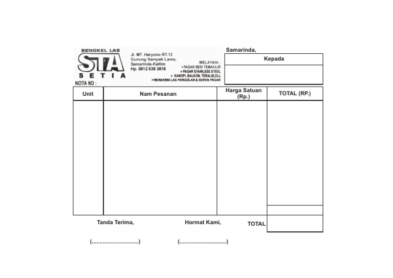 Nota Bengkel Las | PDF