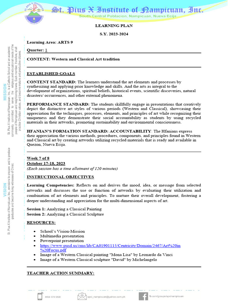 LP Mapeh ARTS Week7 | PDF | Learning | Composition (Visual Arts)