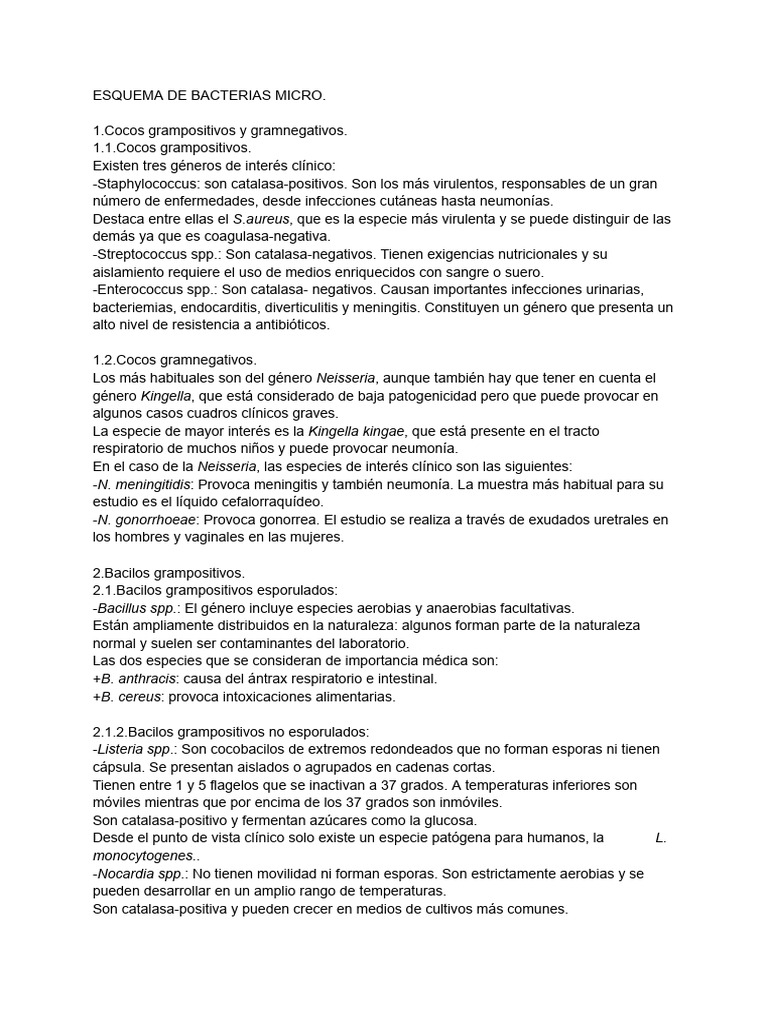 Esquema de Bacterias Micro | Descargar gratis PDF | Mycobacterium | Tuberculosis