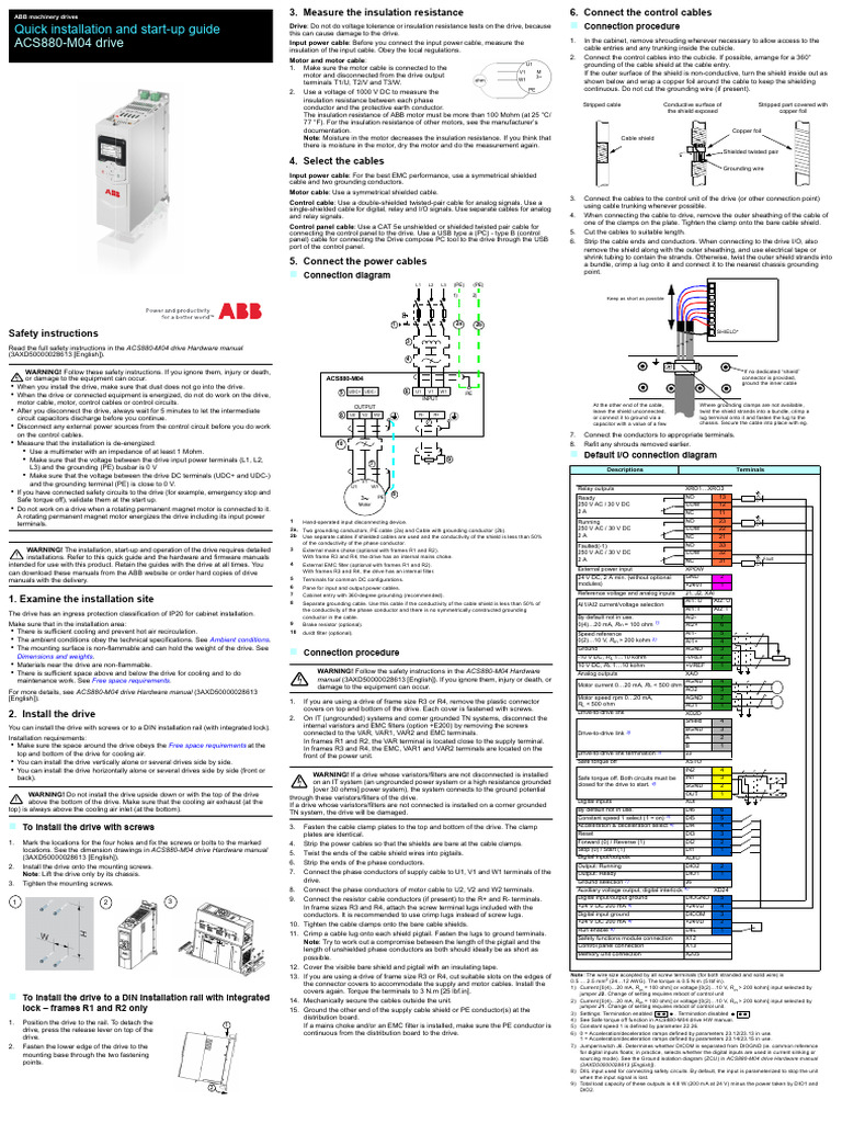 ACS880-M04 Drive Safety & Installation Guide | PDF | Electrical ...