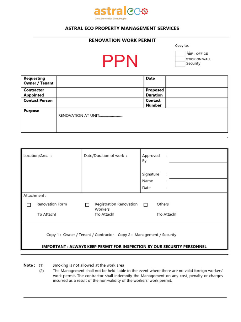 Renovation Work Permit Guidelines | PDF | Private Law | Justice