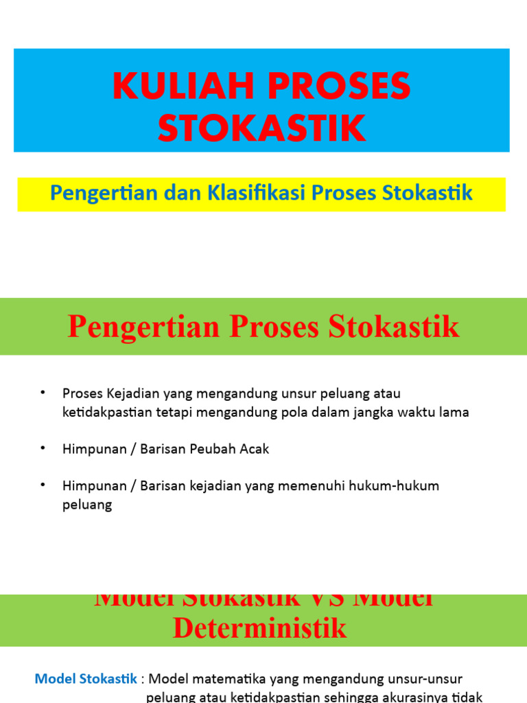 Proses Stokastik: Pengertian & Model | PDF | Metode & Bahan Ajar