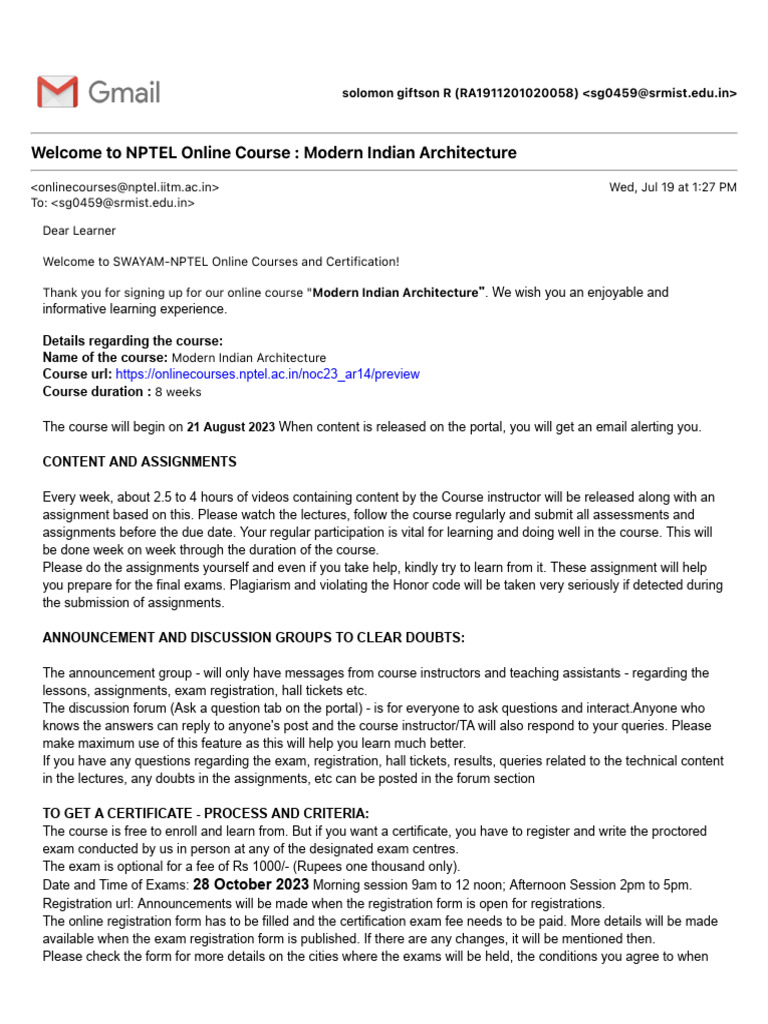 Welcome To NPTEL Online Course: Modern Indian Architecture | PDF ...