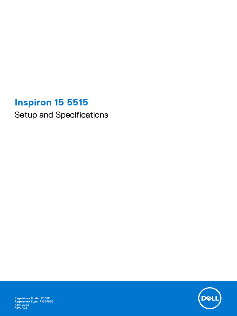 Inspiron 15 5515 Setup & Specs Guide | PDF | Wi Fi | Ieee 802.11