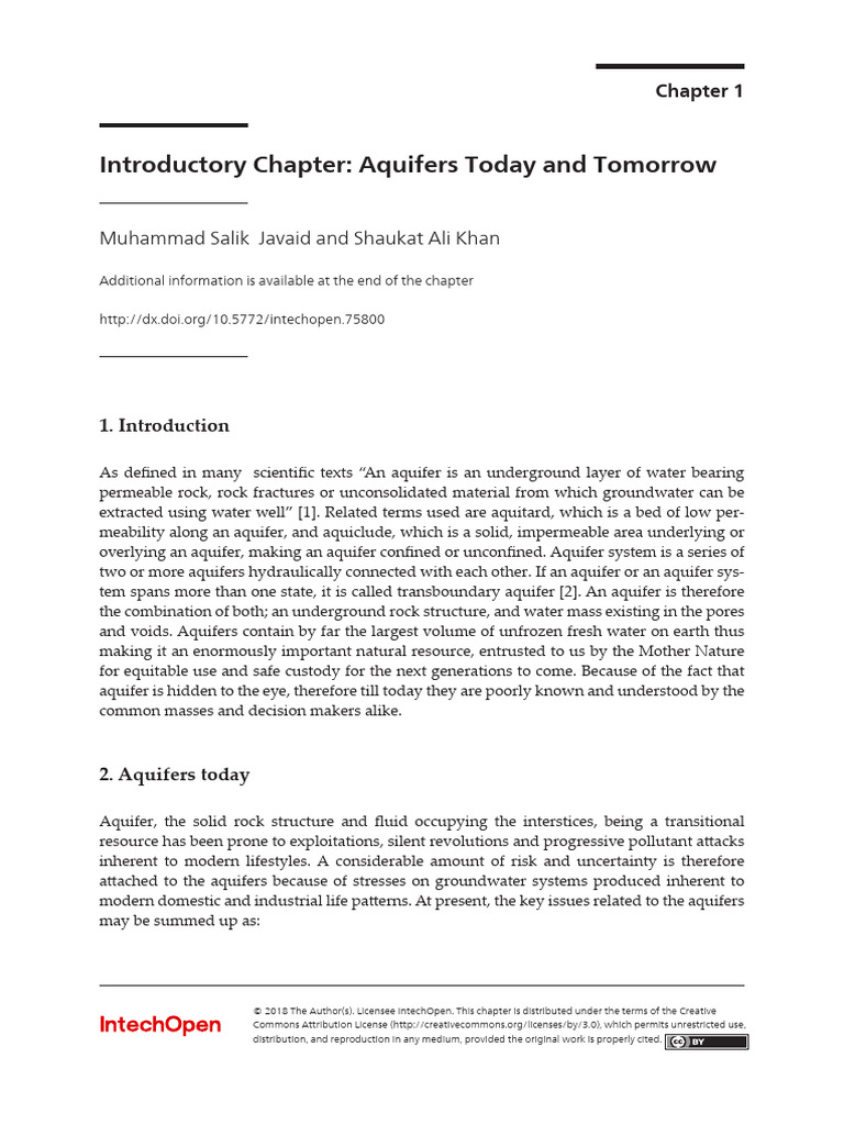 Introductory Chapter Aquifers Today and | PDF | Aquifer | Groundwater