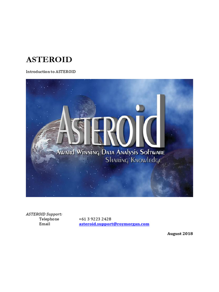 ASTEROID Introductory Manual | PDF | Keyboard Shortcut | Databases