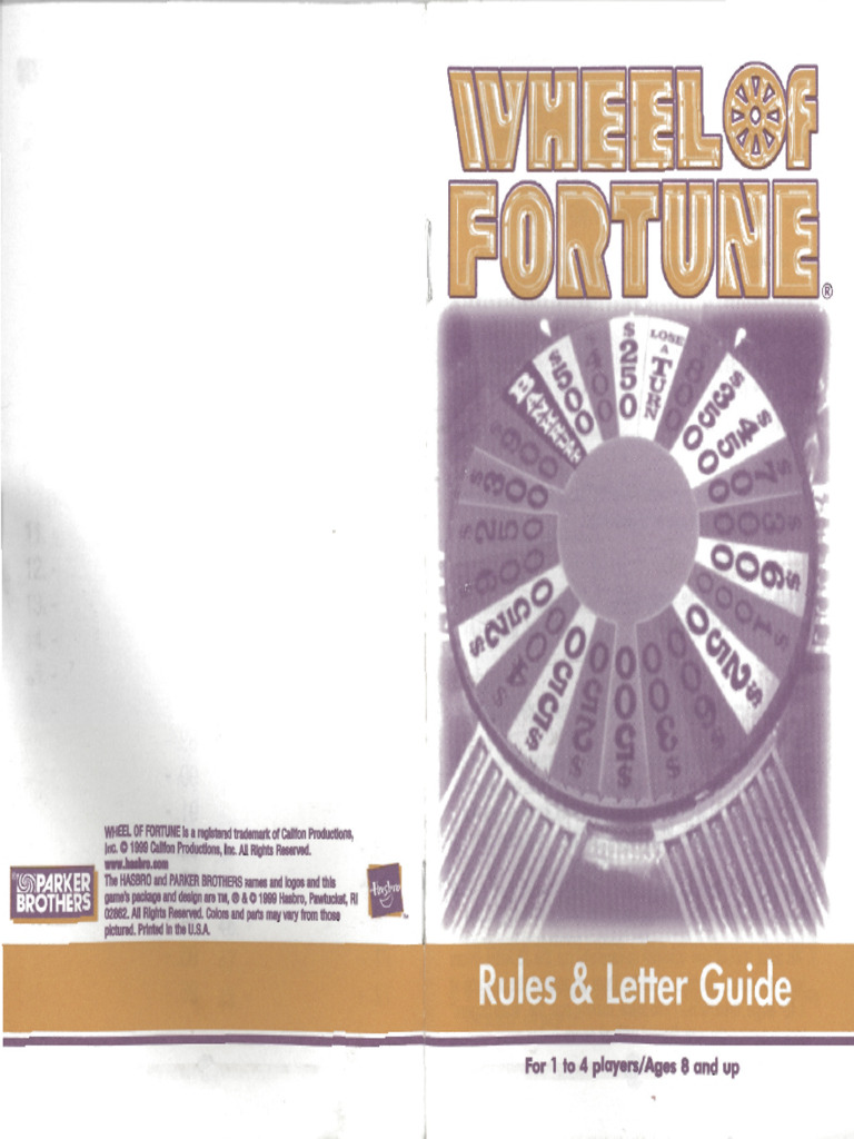 Wheel of Fortune Rules and Letter Guide | PDF
