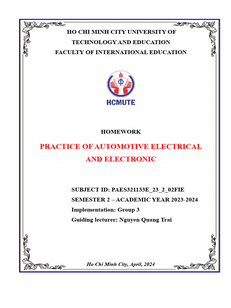 Group 3 - Homework - Practice of Automotive Electrical and Electronic ...