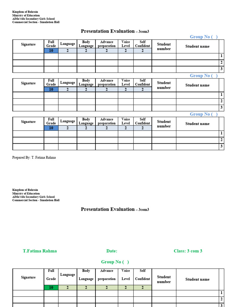 Presentation Evaluation | PDF